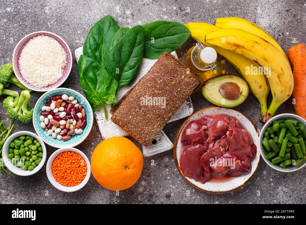 Food rich in folic acid Stock Photo - Alamy