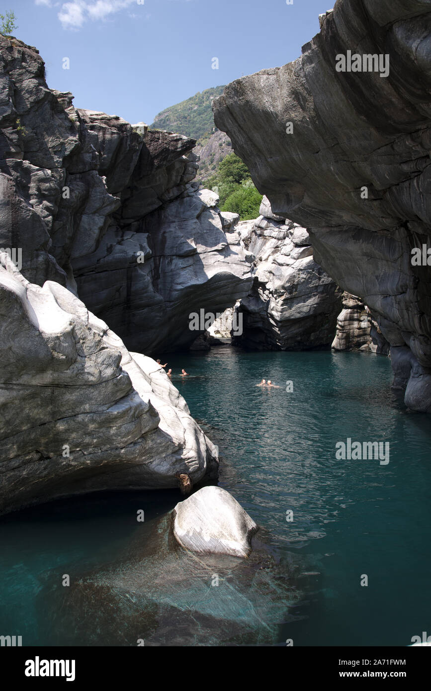 Maggia valley and river in Ticino Switzerland in Summer is famous place ...