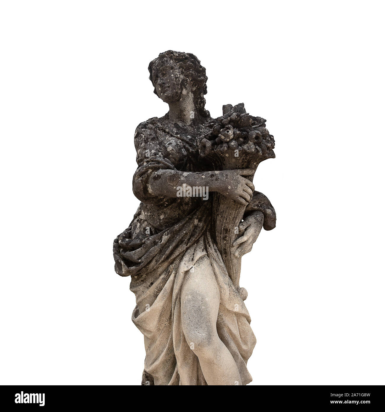 Italian old stone statue isolated on white background Stock Photo - Alamy
