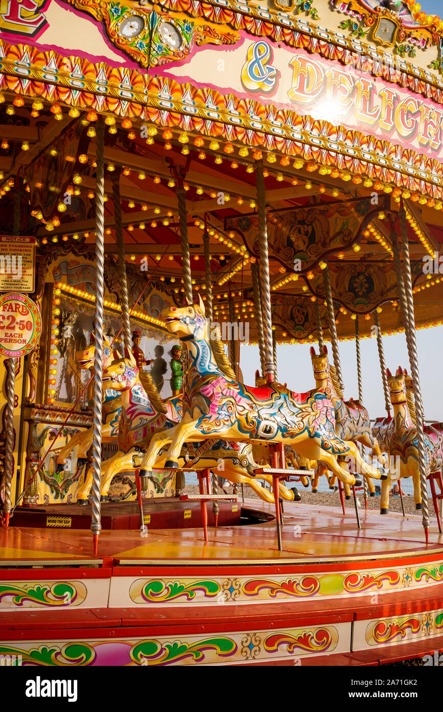 Old carousel at the beach walk in Brighton, England Stock Photo - Alamy