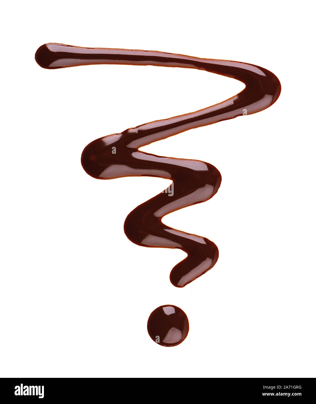 Chocolate syrup drizzle isolated on white background. Splashes of sweet ...