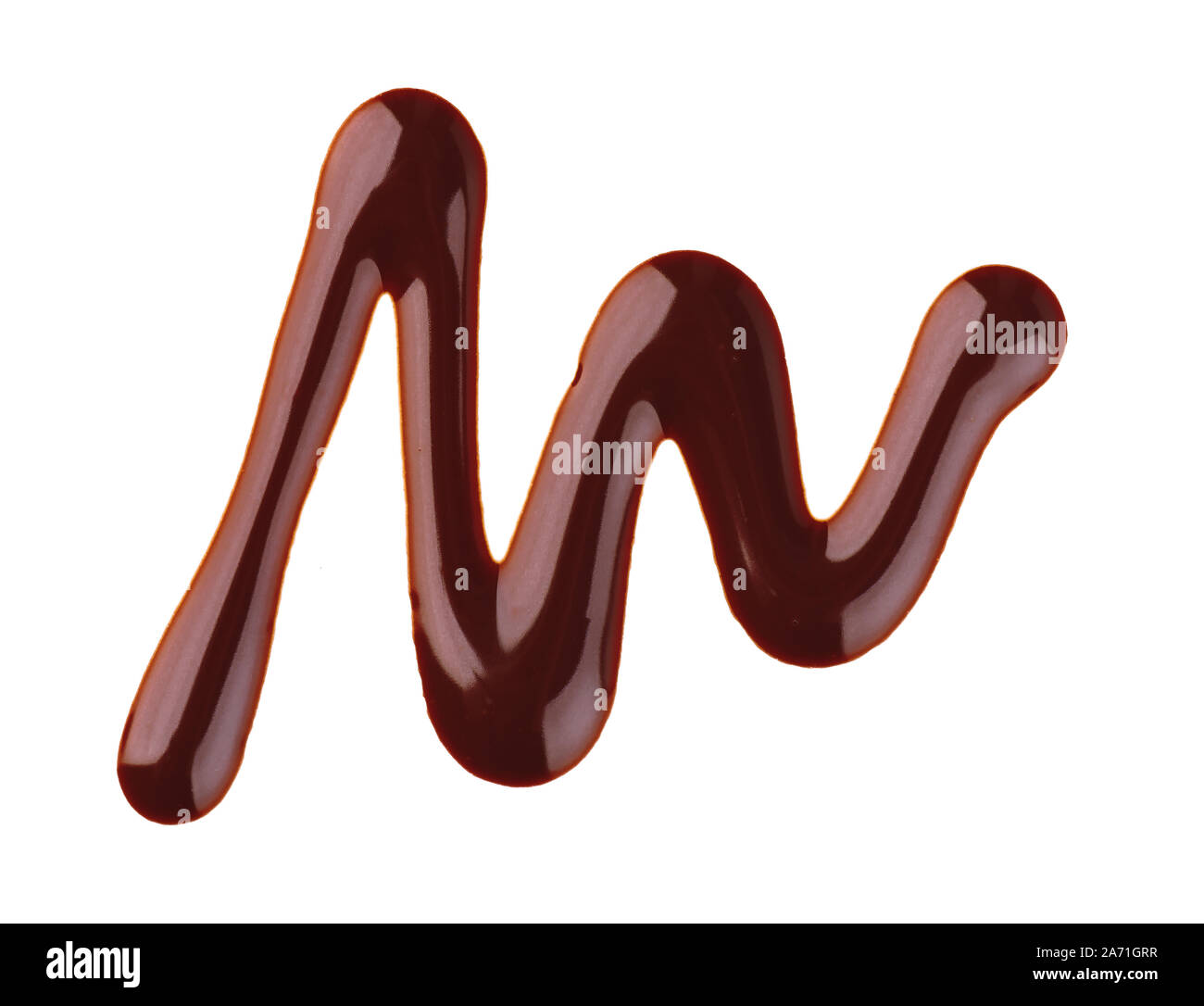 Chocolate syrup drizzle isolated on white background. Splashes of sweet ...