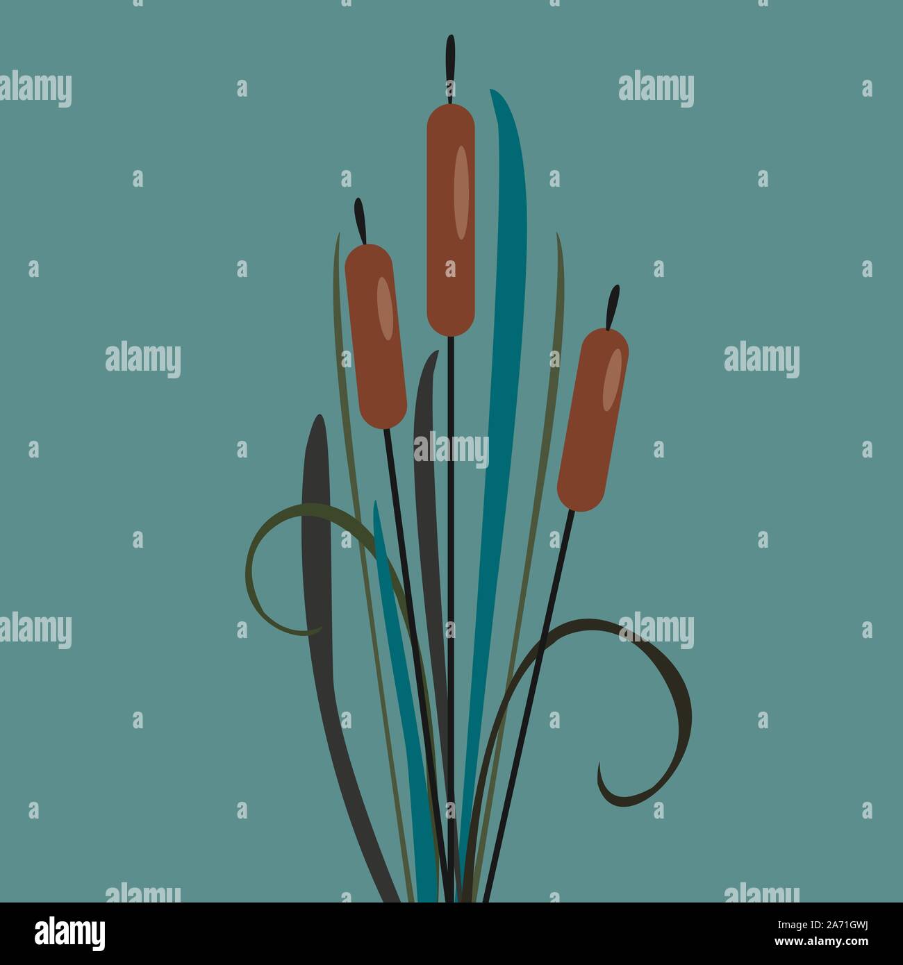 Bush of Swamp Reed on a Lake. vector Illustration Stock Vector Image ...