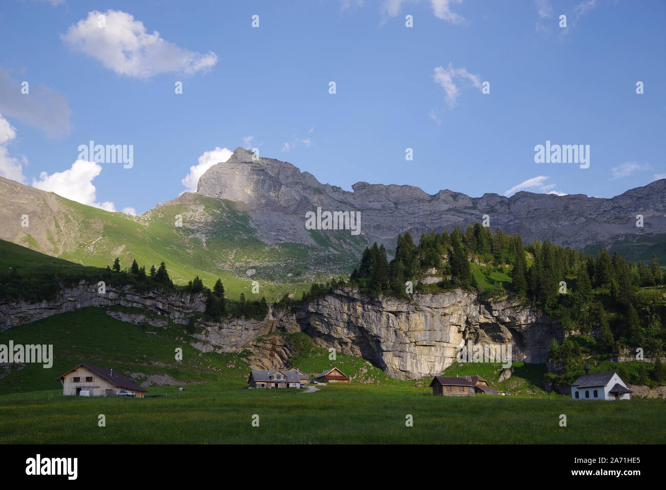 Landscape at Aelggialp, the geographical center of Switzerland Stock Photo - Alamy