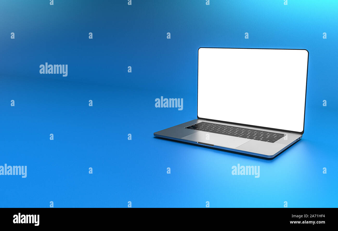 Laptop template isolated on white. Mockup Stock Photo - Alamy