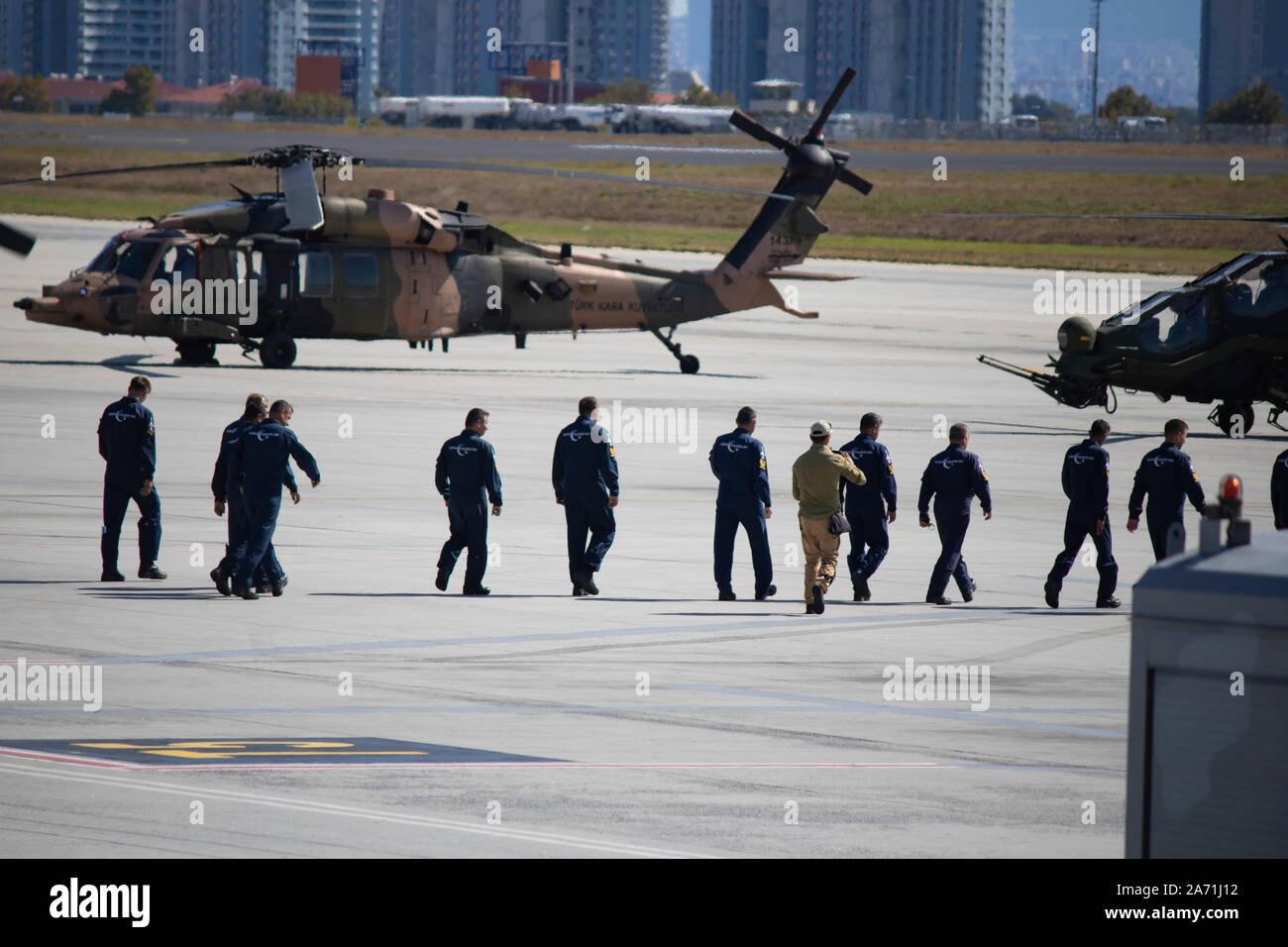 Istanbul, Turkey - September-22,2019: Turk pilots are walking. There's ...