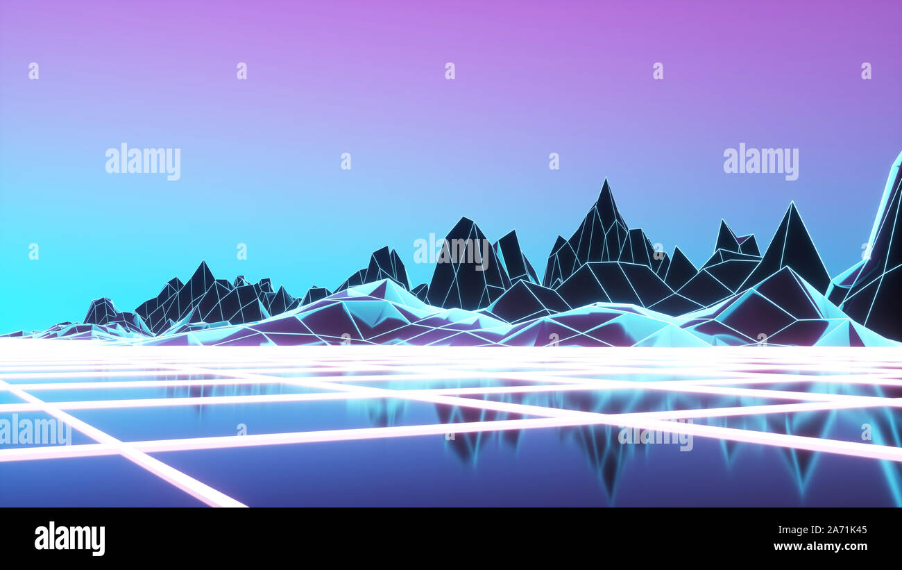 80s Retro Futurism Background. 3d illustration Stock Photo - Alamy