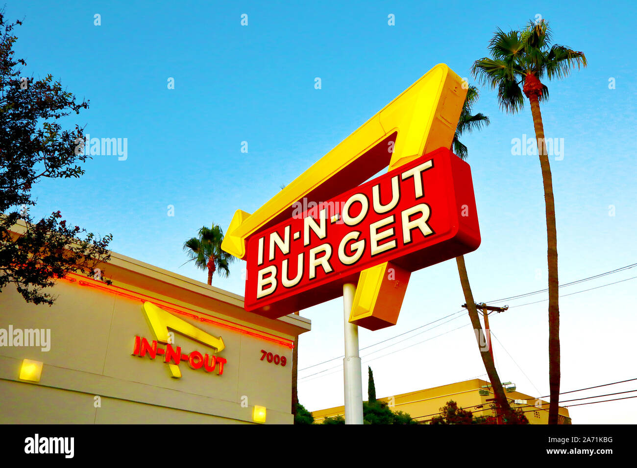 IN-N-OUT BURGER in Hollywood on Sunset Blvd. American chain of Fast ...