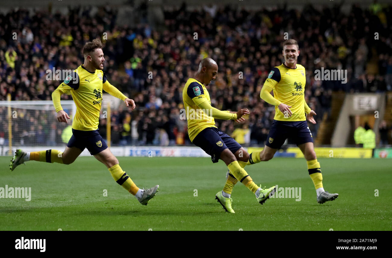 Oxford’s Rob Hall celebrates after scouring his sides first goal during ...