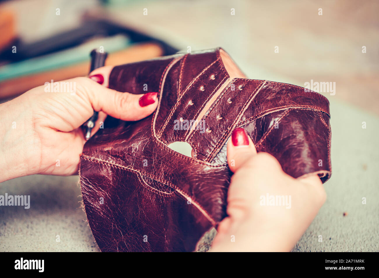 Female shoemaker tools on hi-res stock photography and images - Alamy