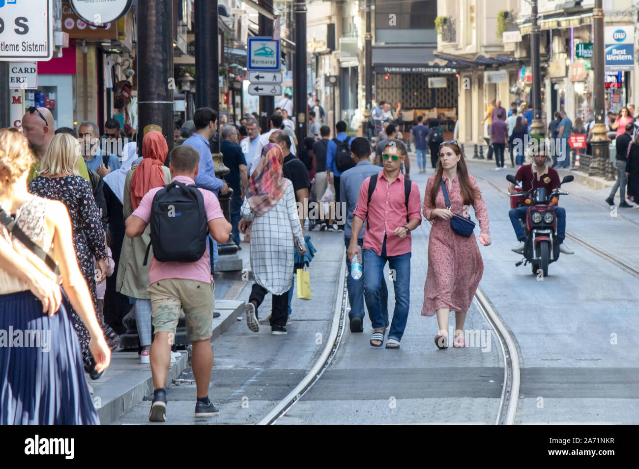 Istanbul, Turkey - September-28,2019: Asphalt road to Sirkeci district ...