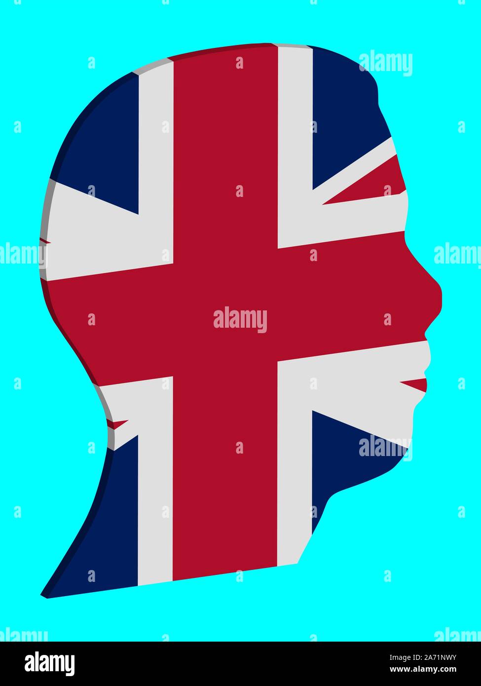 Flag of the United Kingdom in Man Head Shape 3D Vector illustration eps ...