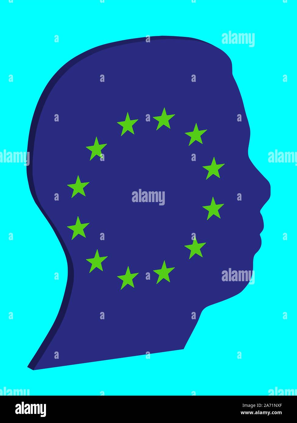 Euro Flag in Man Head Shape 3D Vector illustration eps 10 Stock Vector ...