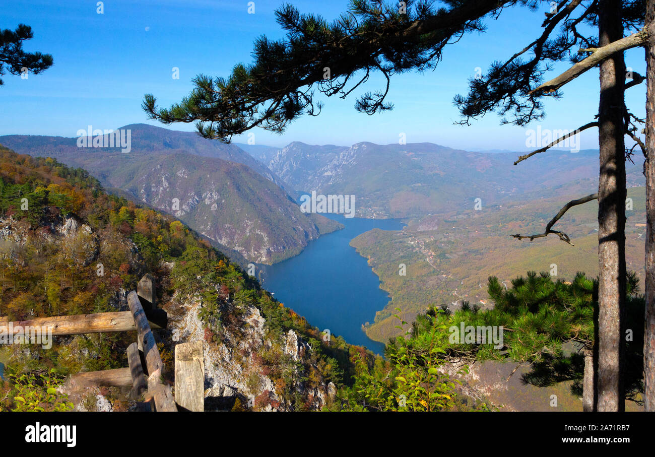 Beautiful view on Drina river and mountains in Bosnia and Herzegovina ...
