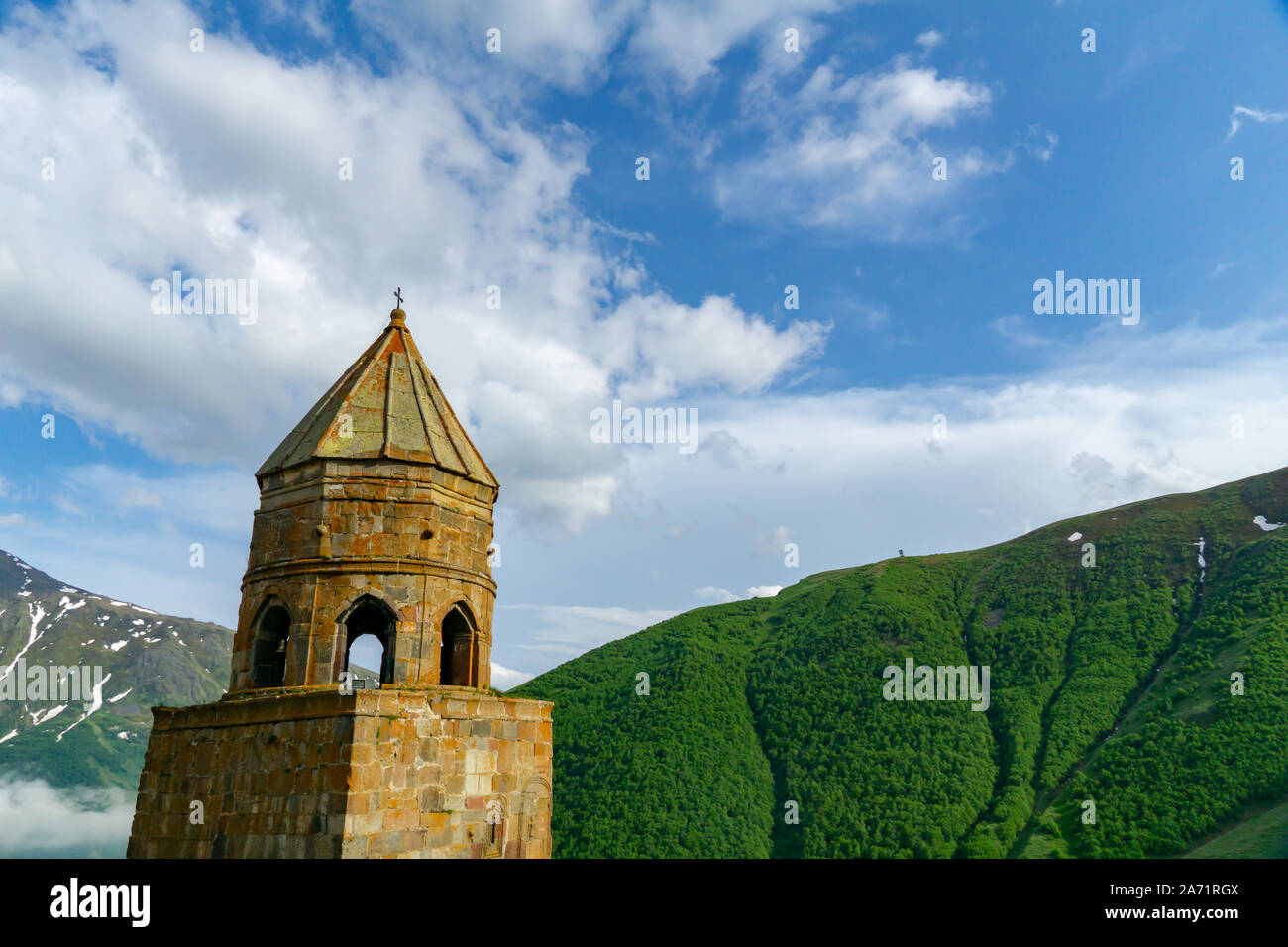 Gergeti Trinity Church, Georgia. Sunrise at the Gergeti Trinity Church ...