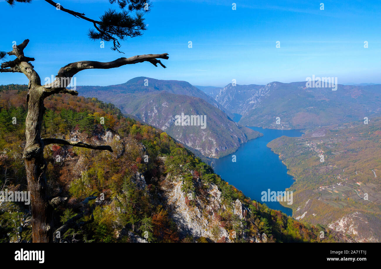 Beautiful view on Drina river and mountains in Bosnia and Herzegovina ...