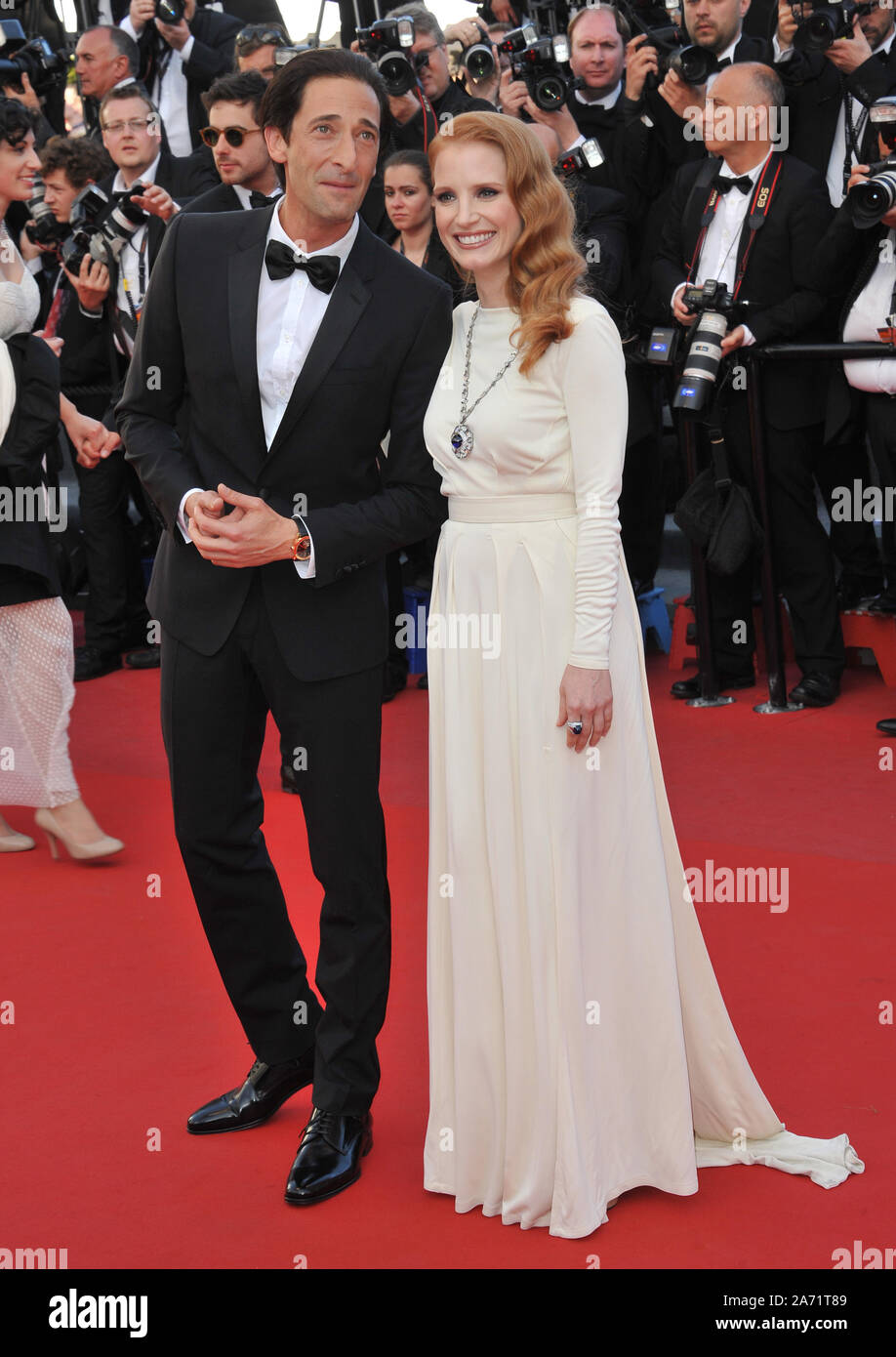 CANNES, FRANCE. May 21, 2013: Jessica Chastain & Adrien Brody at gala ...