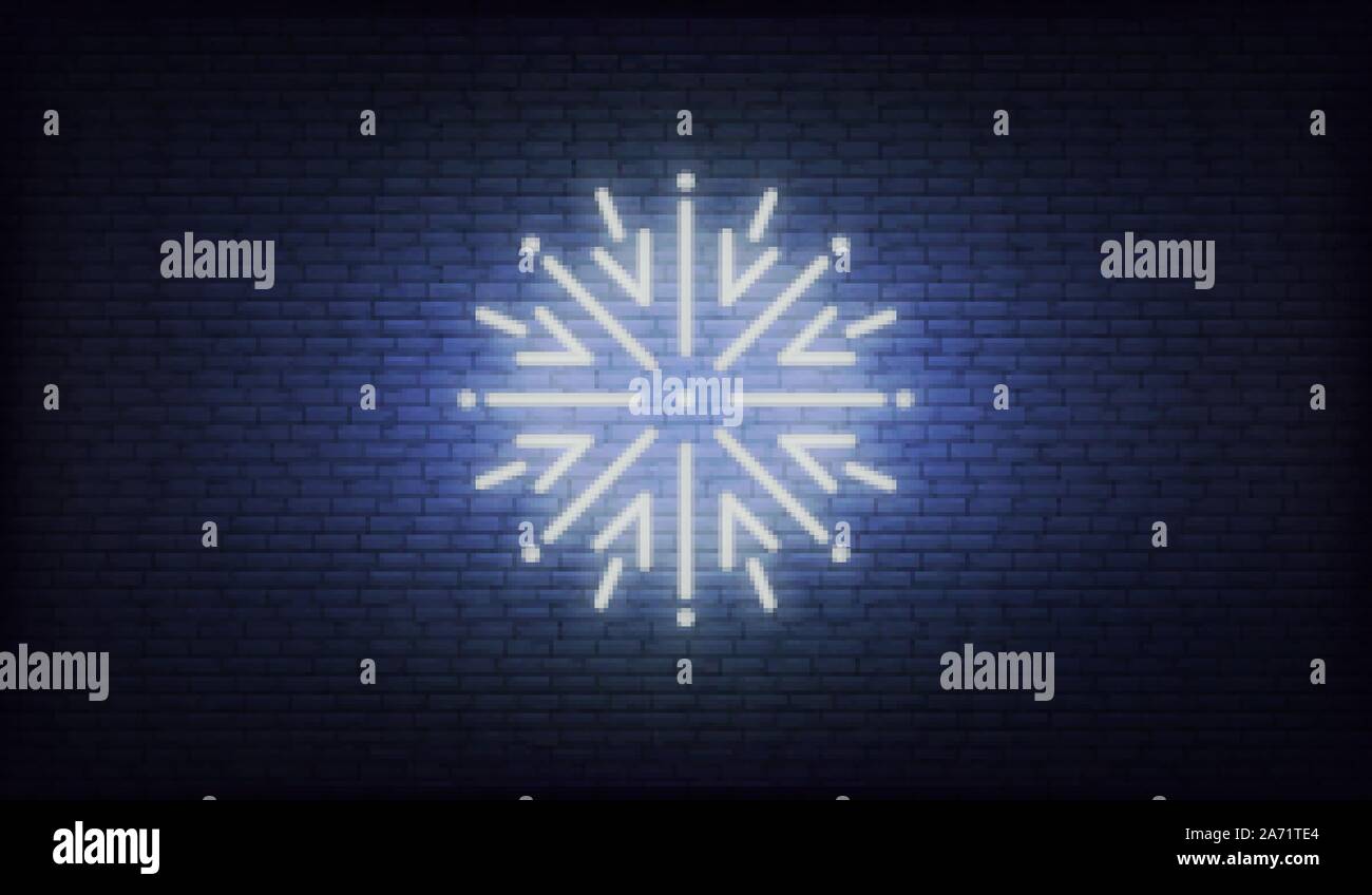 Snowflake neon icon. Vector glowing neon white snow icon Stock Vector ...