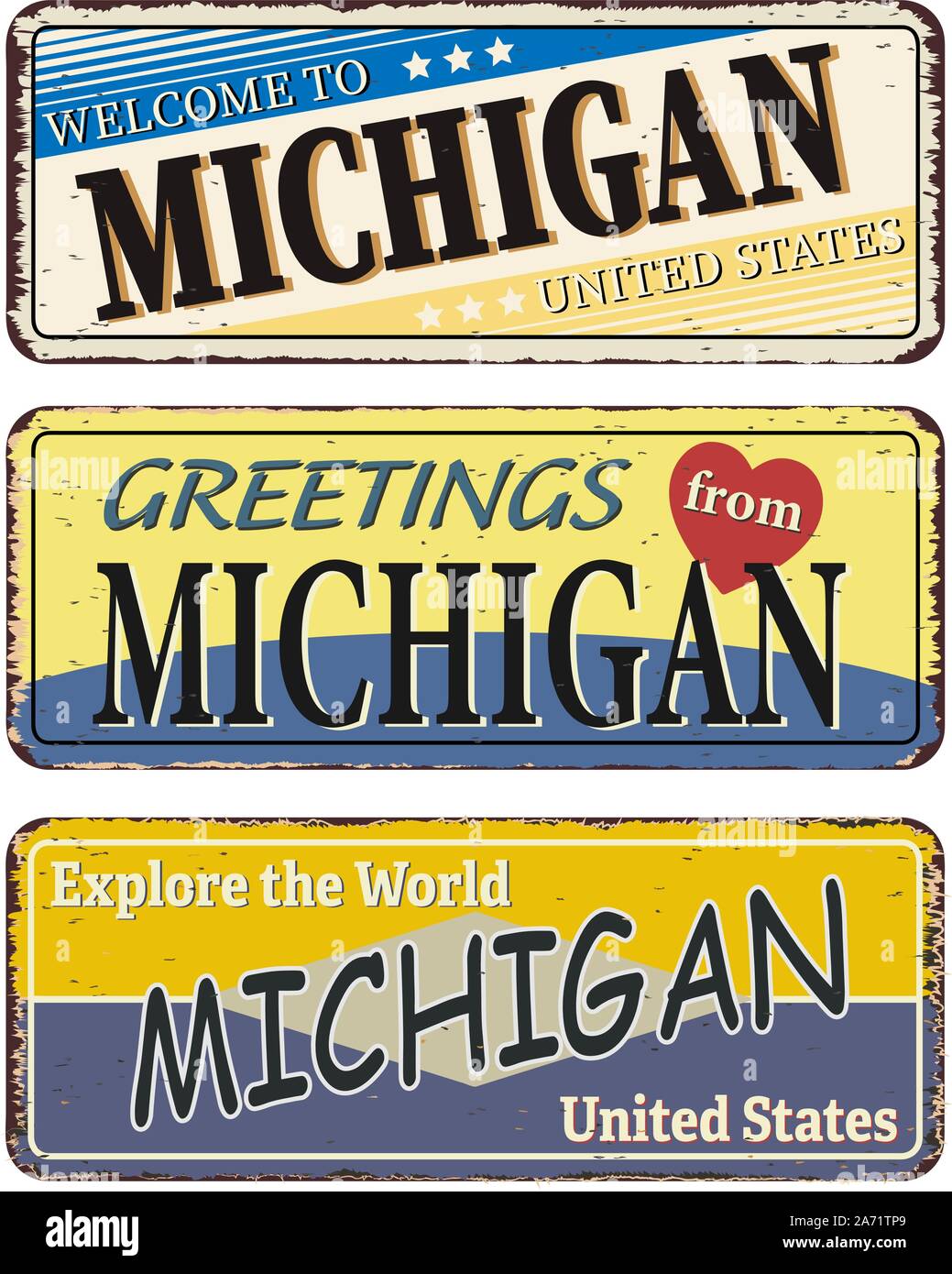 Michigan vintage rusty metal sign on a white background, vector ...