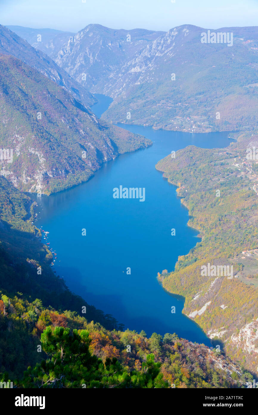 Beautiful view on Drina river and mountains in Bosnia and Herzegovina ...