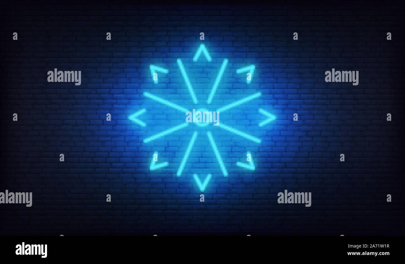 Snow icon neon. Vector glowing neon white snowflake icon Stock Vector ...