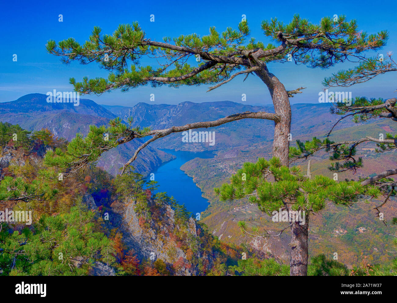 Beautiful view on Drina river and mountains in Bosnia and Herzegovina ...