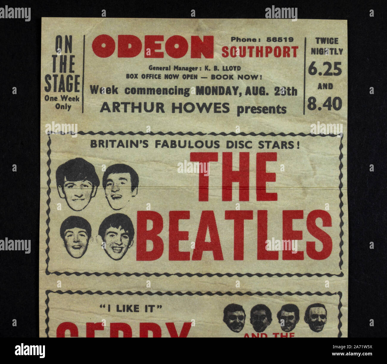 Replica memorabilia relating to the Beatles: Poster advertising the ...