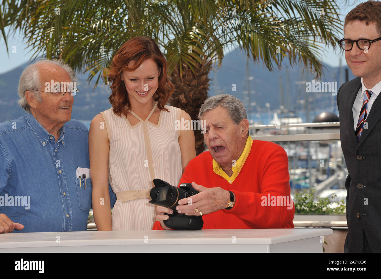 CANNES, FRANCE. May 23, 2013: Jerry Lewis with Michel Legrand, Kerry ...