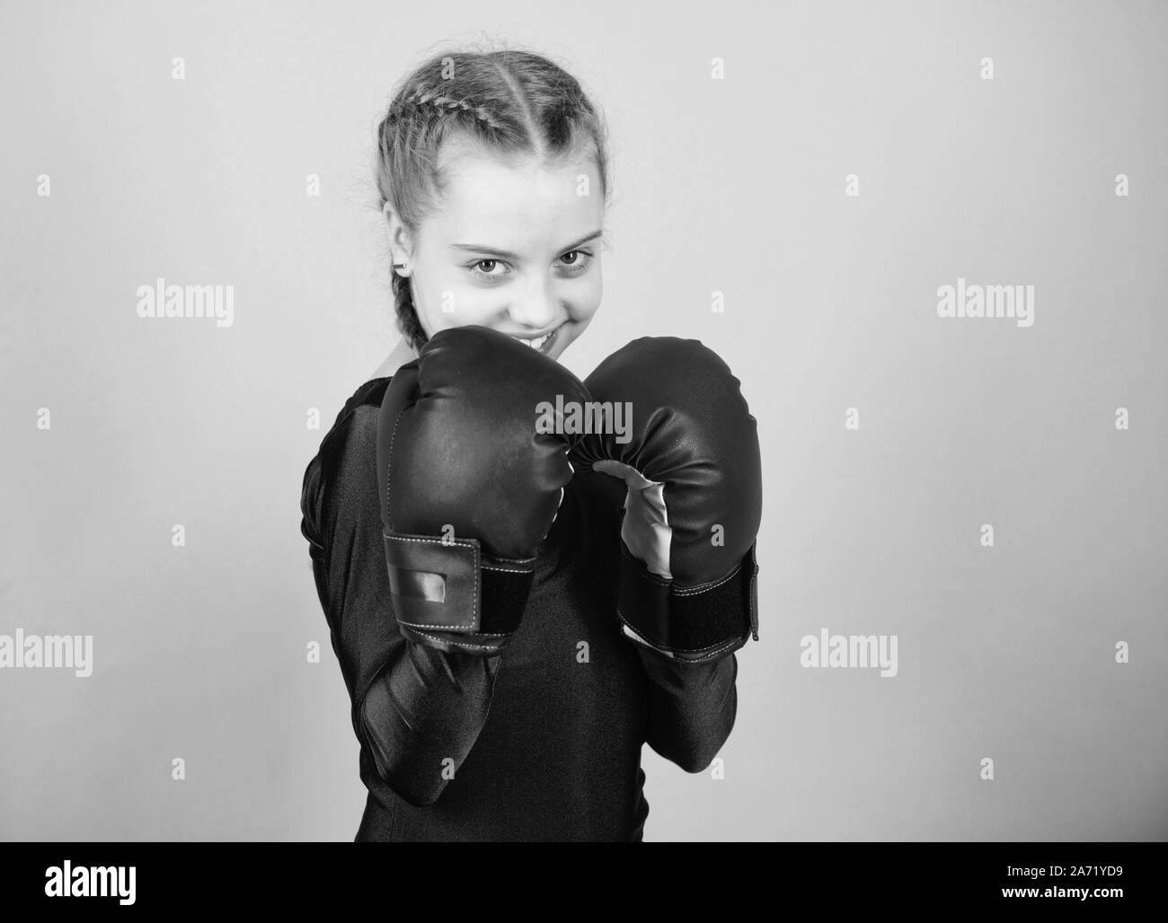Happy female boxer Black and White Stock Photos & Images - Alamy