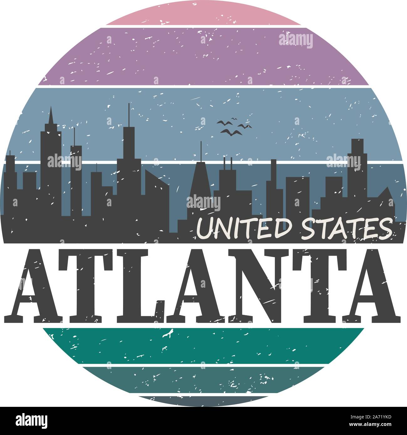 Atlanta Georgia Skyline Souvenir Travel Vector Art Design Tourism Stock ...