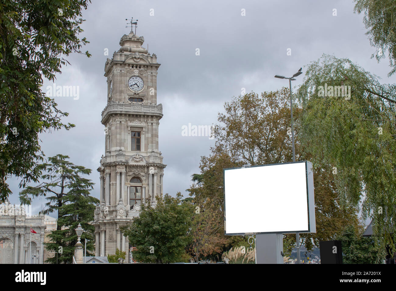 Big white advertising sign close-up Stock Photo - Alamy