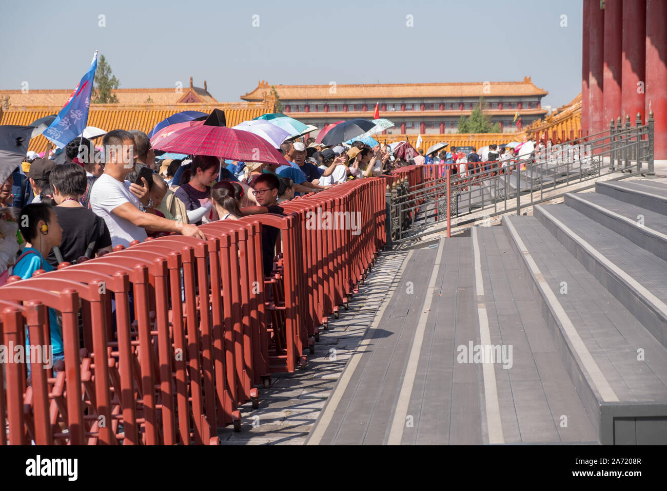 People gathering to watch inside one of the temples of the Forbidden ...