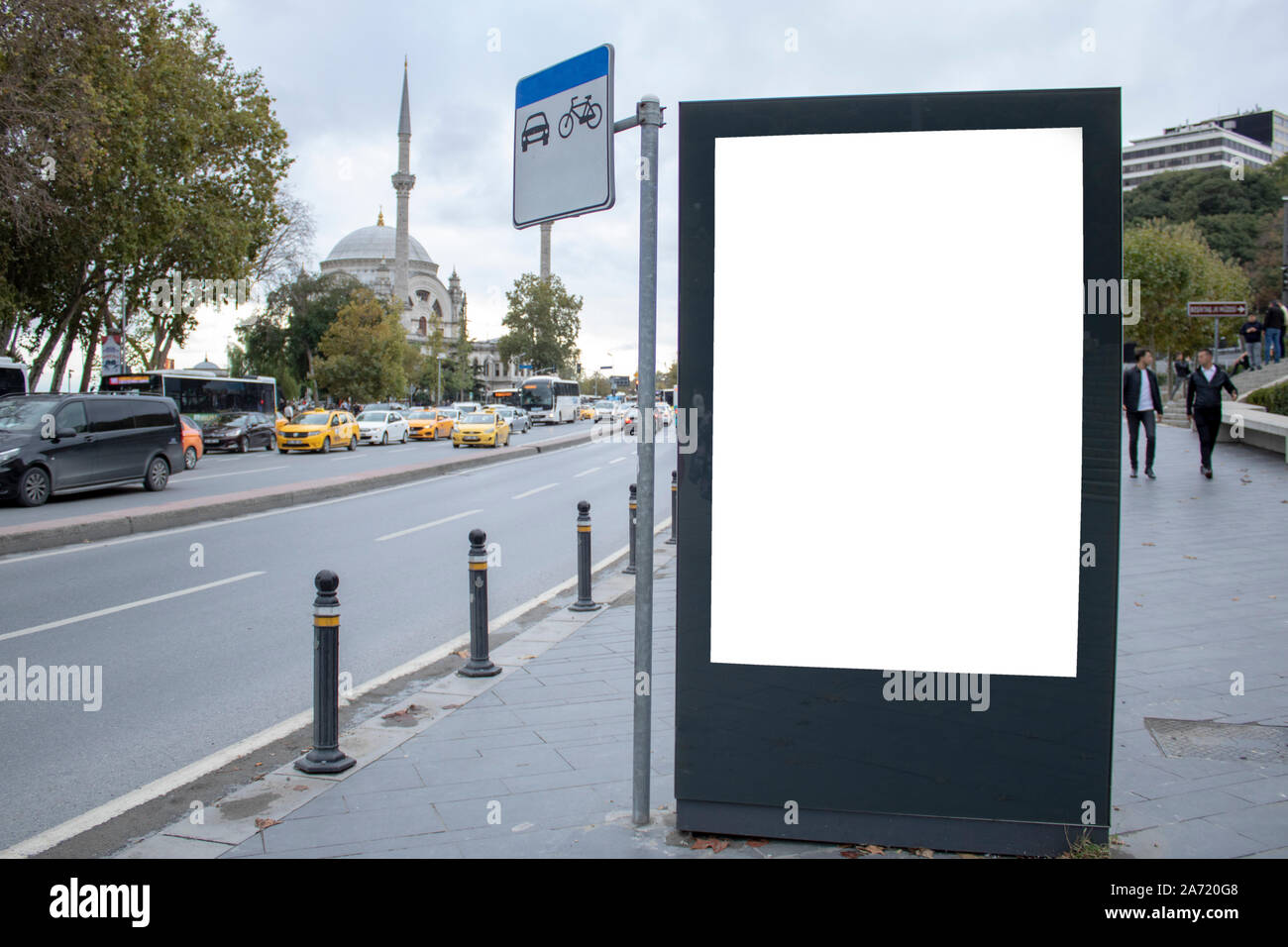 Big white advertising sign close-up Stock Photo - Alamy