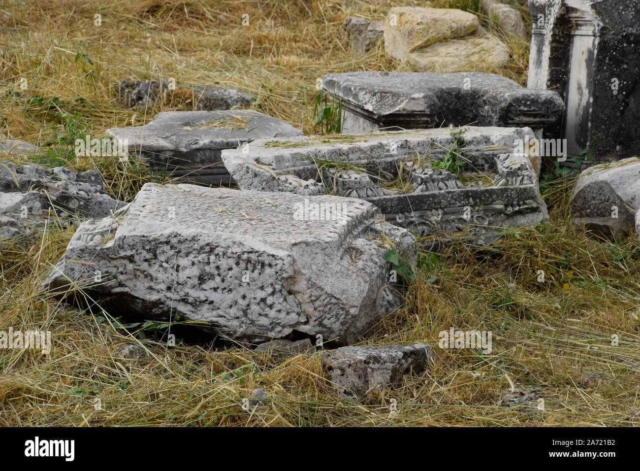 Fragments of ancient buildings, the ruins of the ancient city of ...
