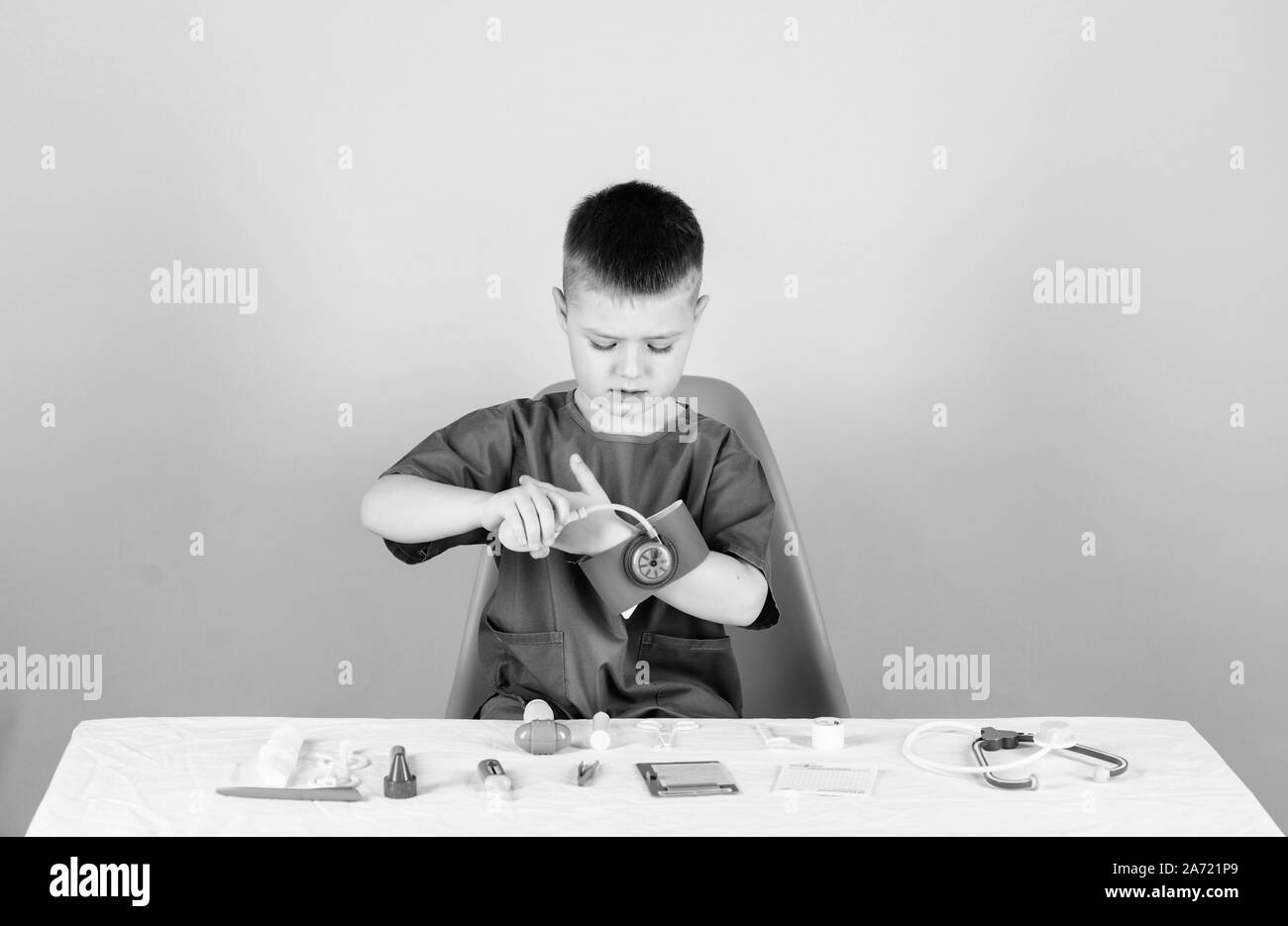 Medical examination. Medical education. Play game. Boy cute child ...