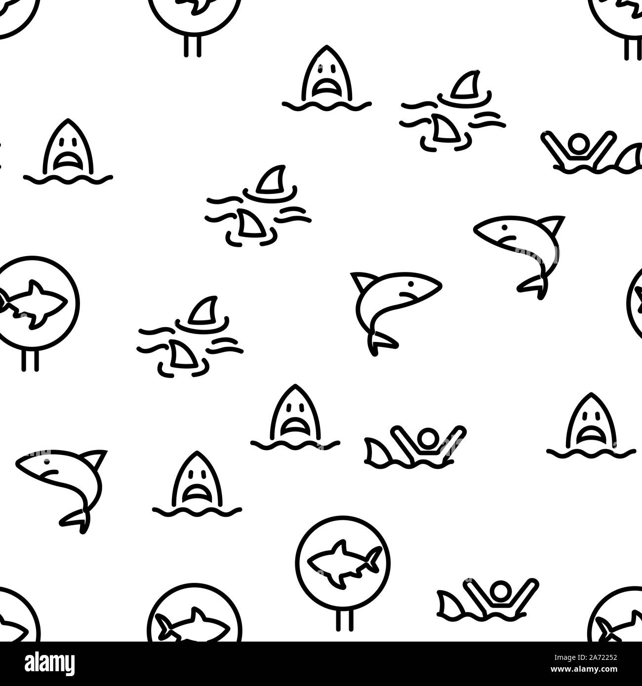 Shark Fish Vector Seamless Pattern Stock Vector Image & Art - Alamy