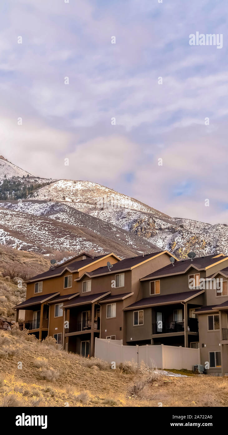 Vertical frame Cluster housing development on a mountain slope Stock ...