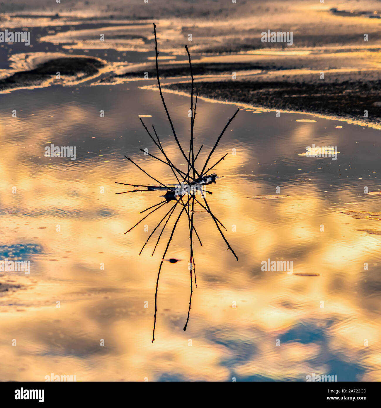 Square Reflective surface of the Great Salt Lake with a small ...