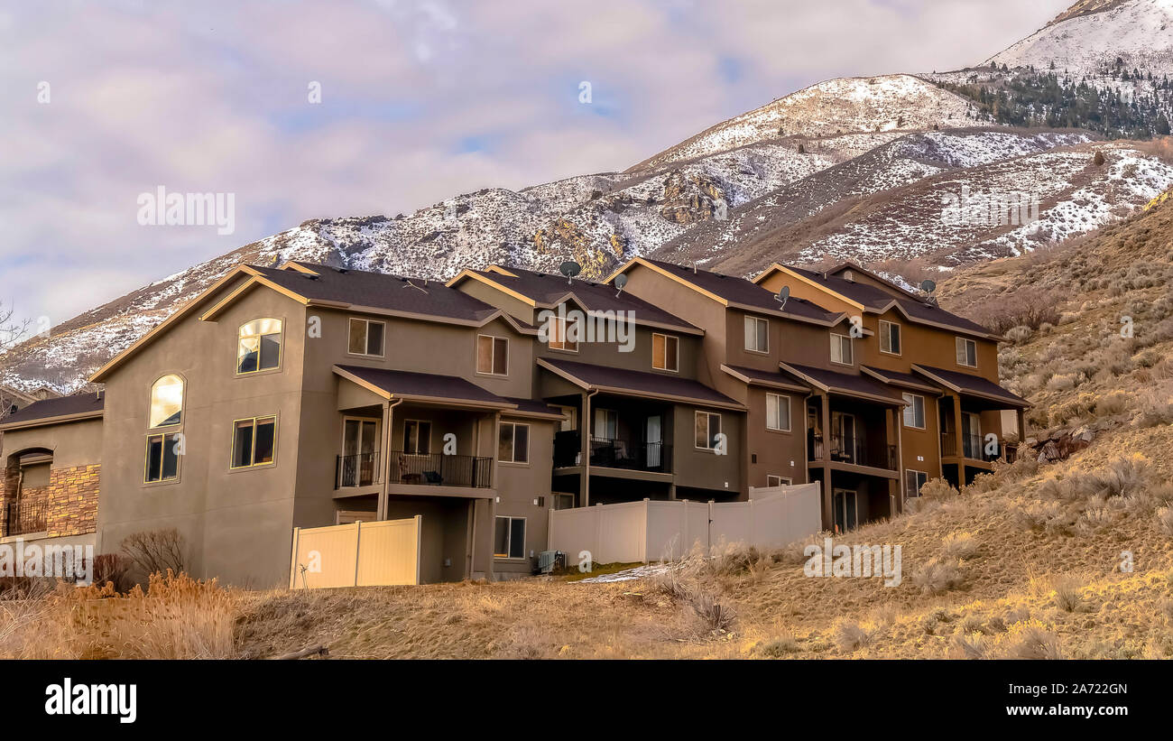 Panorama Cluster housing development on a mountain slope Stock Photo ...