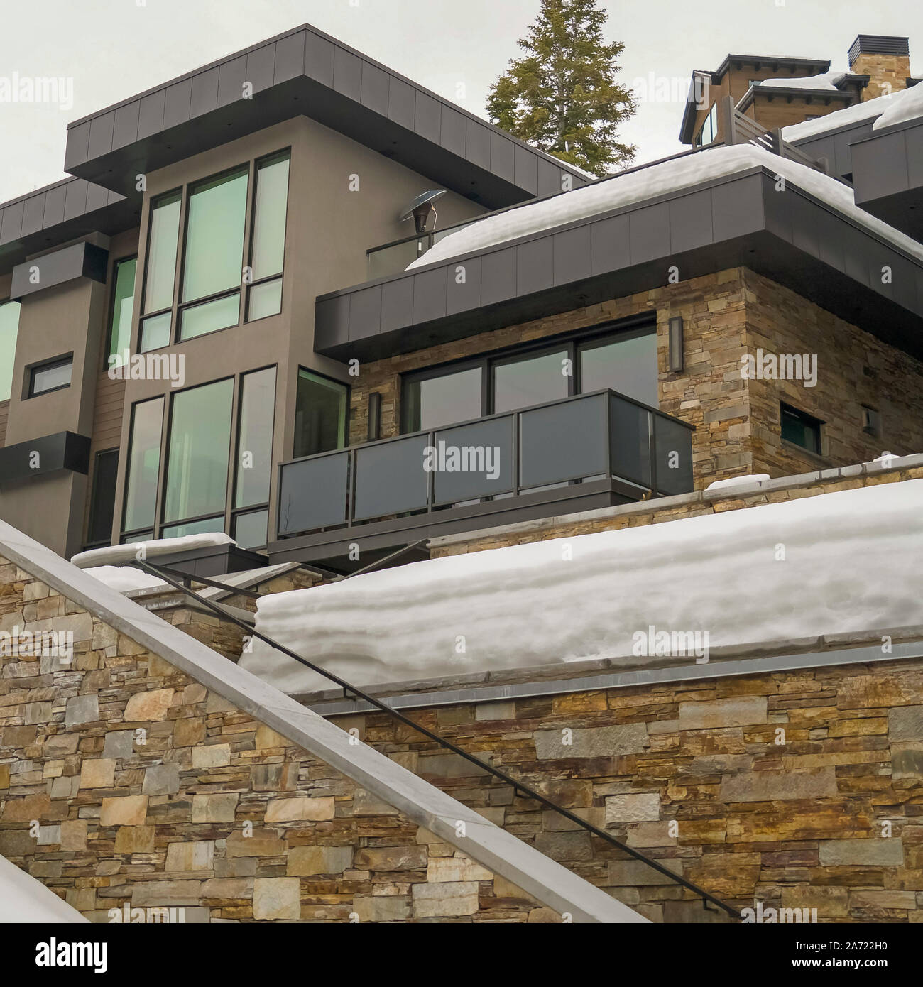 Square frame Home featuring a modern architectural design viewed ...