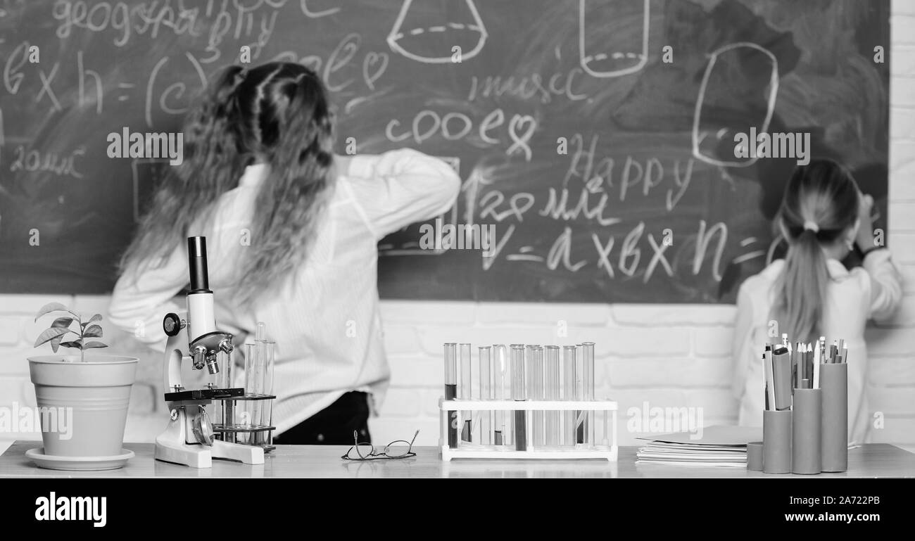 We have got chemistry. Lab school classroom. School children in science ...