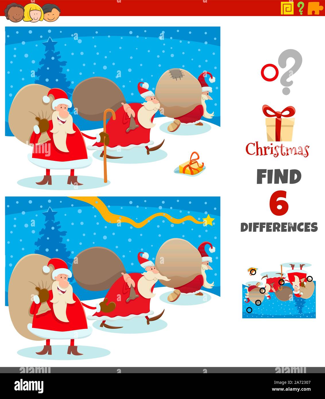 Cartoon Illustration of Finding Differences Between Pictures ...