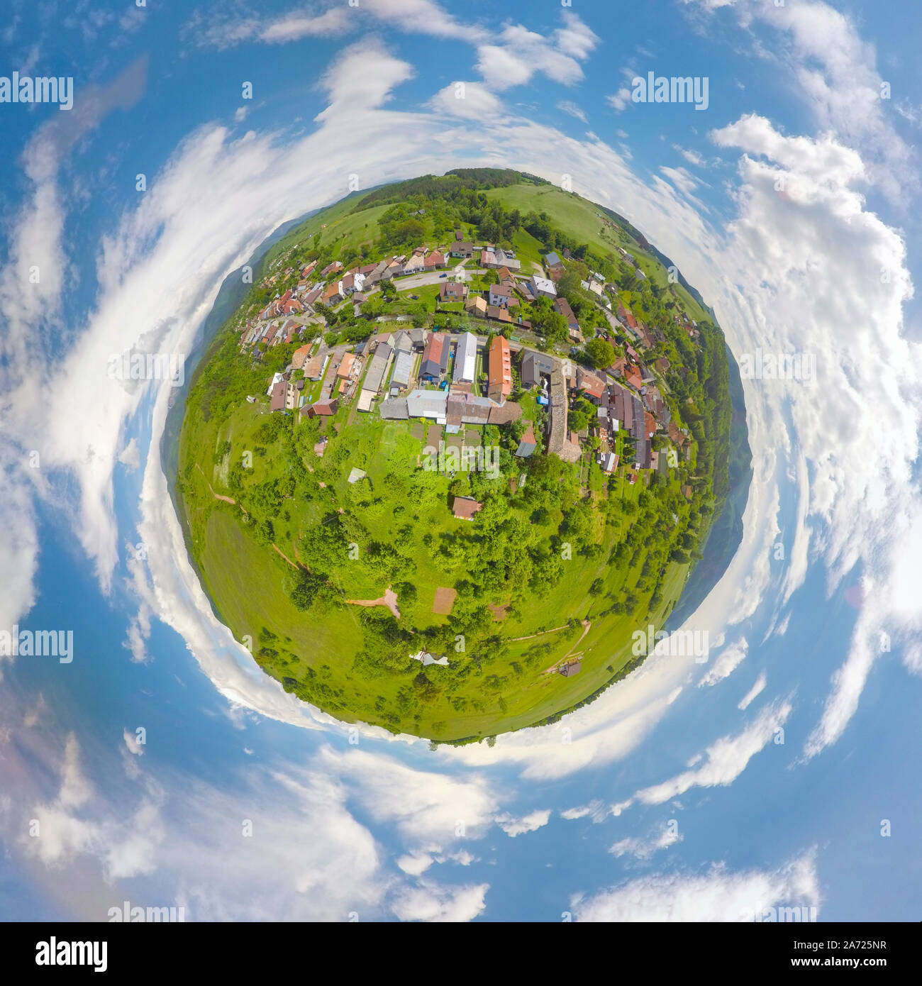 Little Green Planet - Spherical Panorama Stock Photo - Alamy