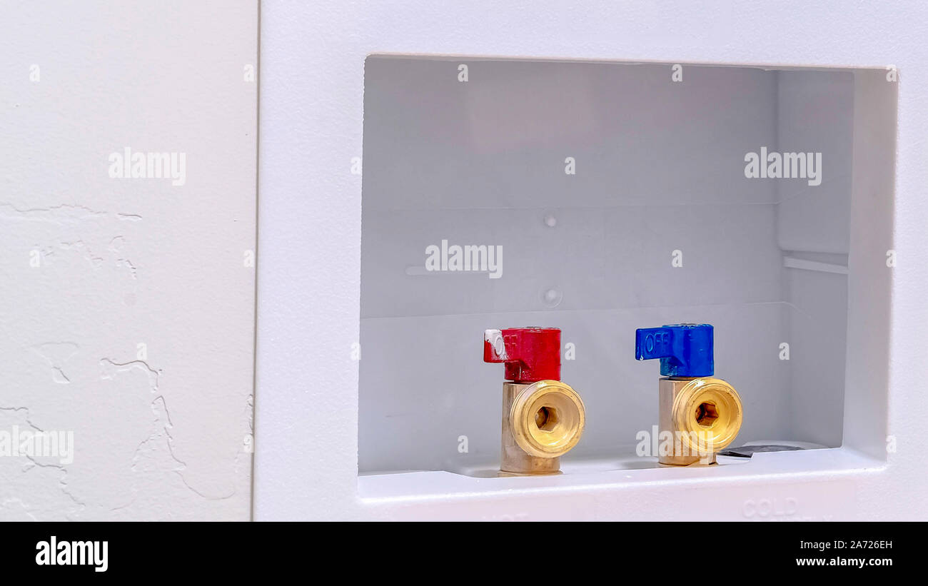 Panorama frame Inset connections for hot and cold water Stock Photo - Alamy
