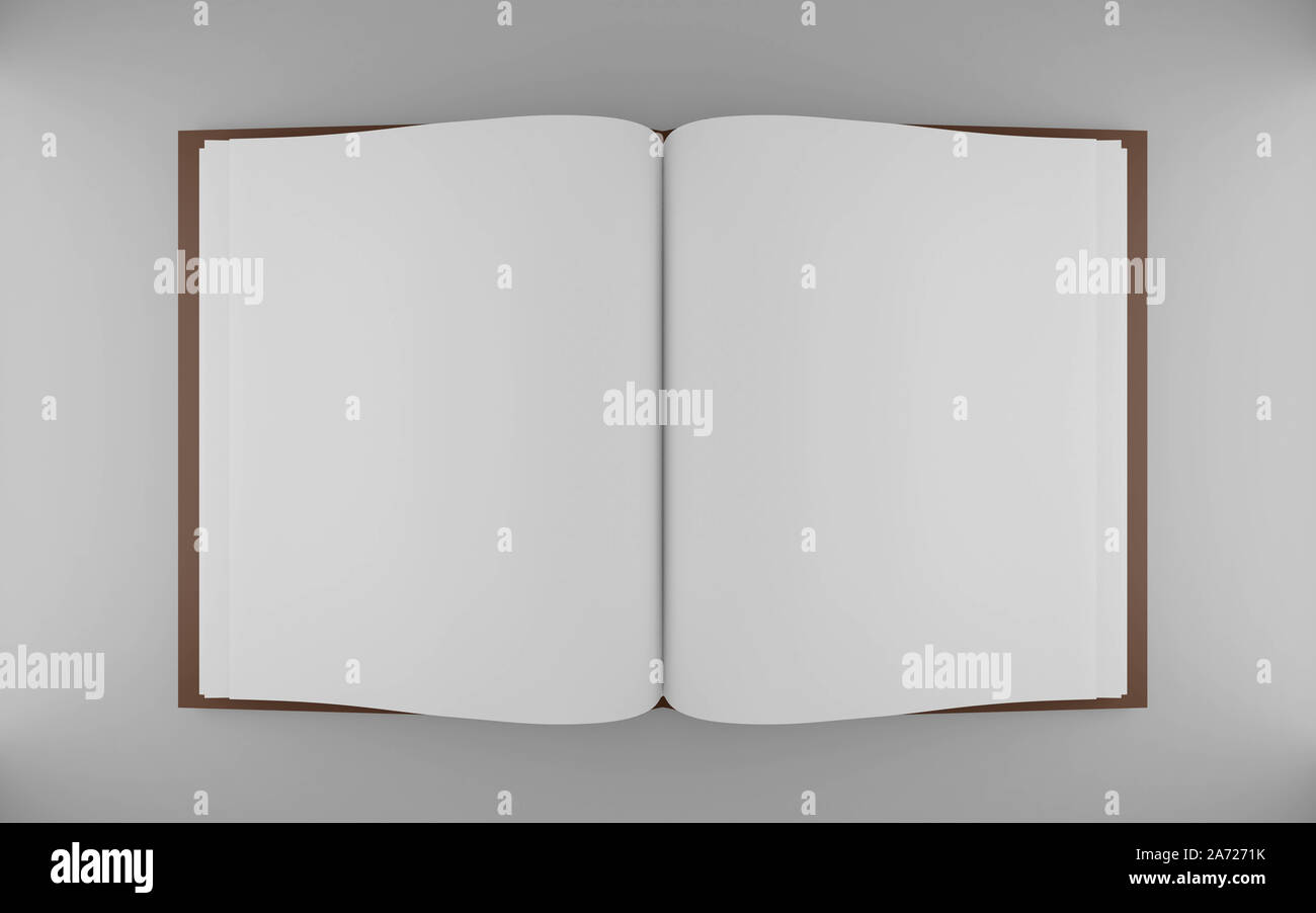 Blank empty opened book isolated on grey 3d render illustration Stock ...
