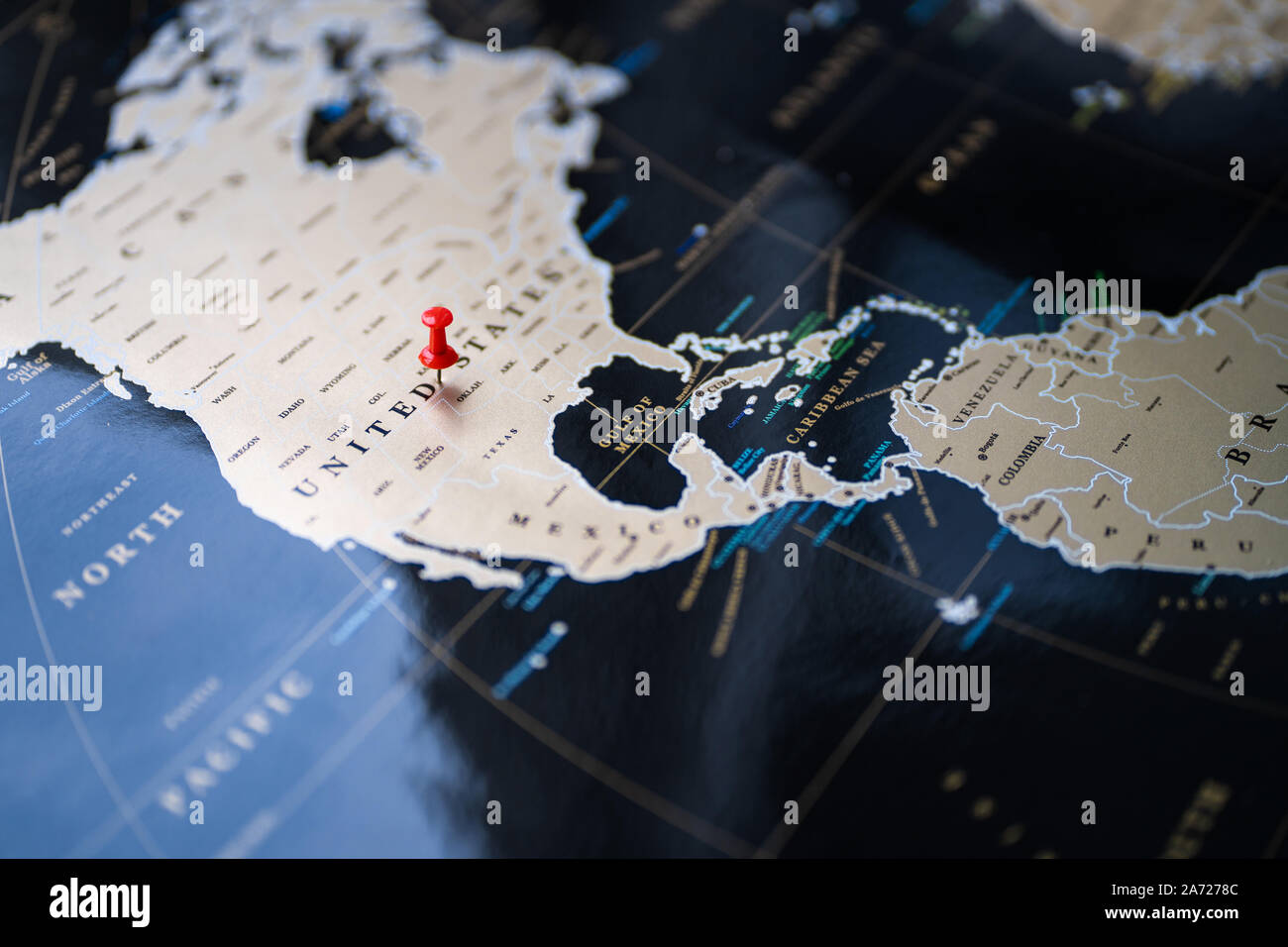 Point place on the world map. Mark on the map Stock Photo - Alamy