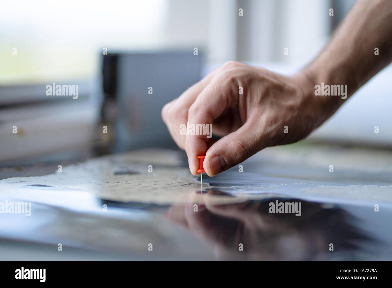 Point place on the world map. Mark on the map Stock Photo - Alamy