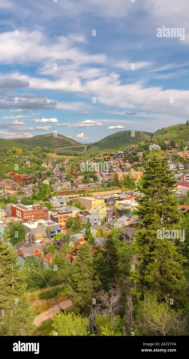 Vertical Ski Resort in Park City Utah with lush greenery and buildings ...