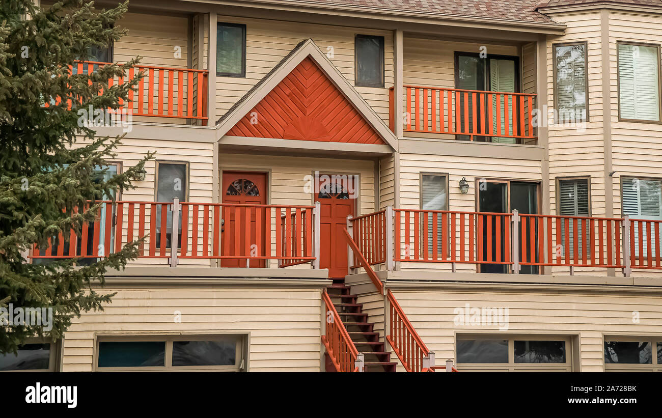 Panorama Beautiful luxury townhouse with stairs leading to the balcony ...