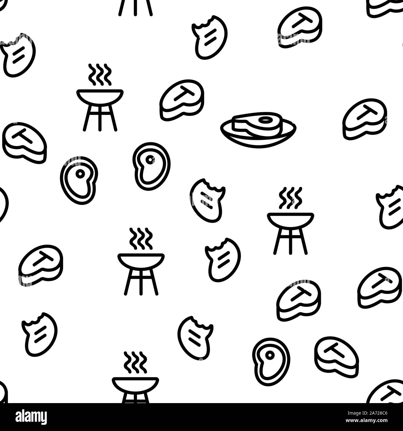 Meat Steak Vector Seamless Pattern Stock Vector Image And Art Alamy